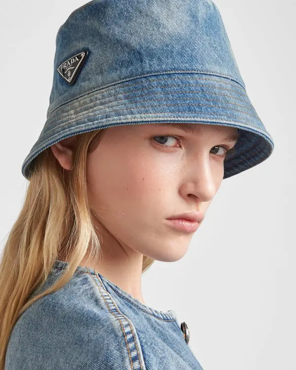 Prada Denim Bucket Hat - Light Blue | Editorialist